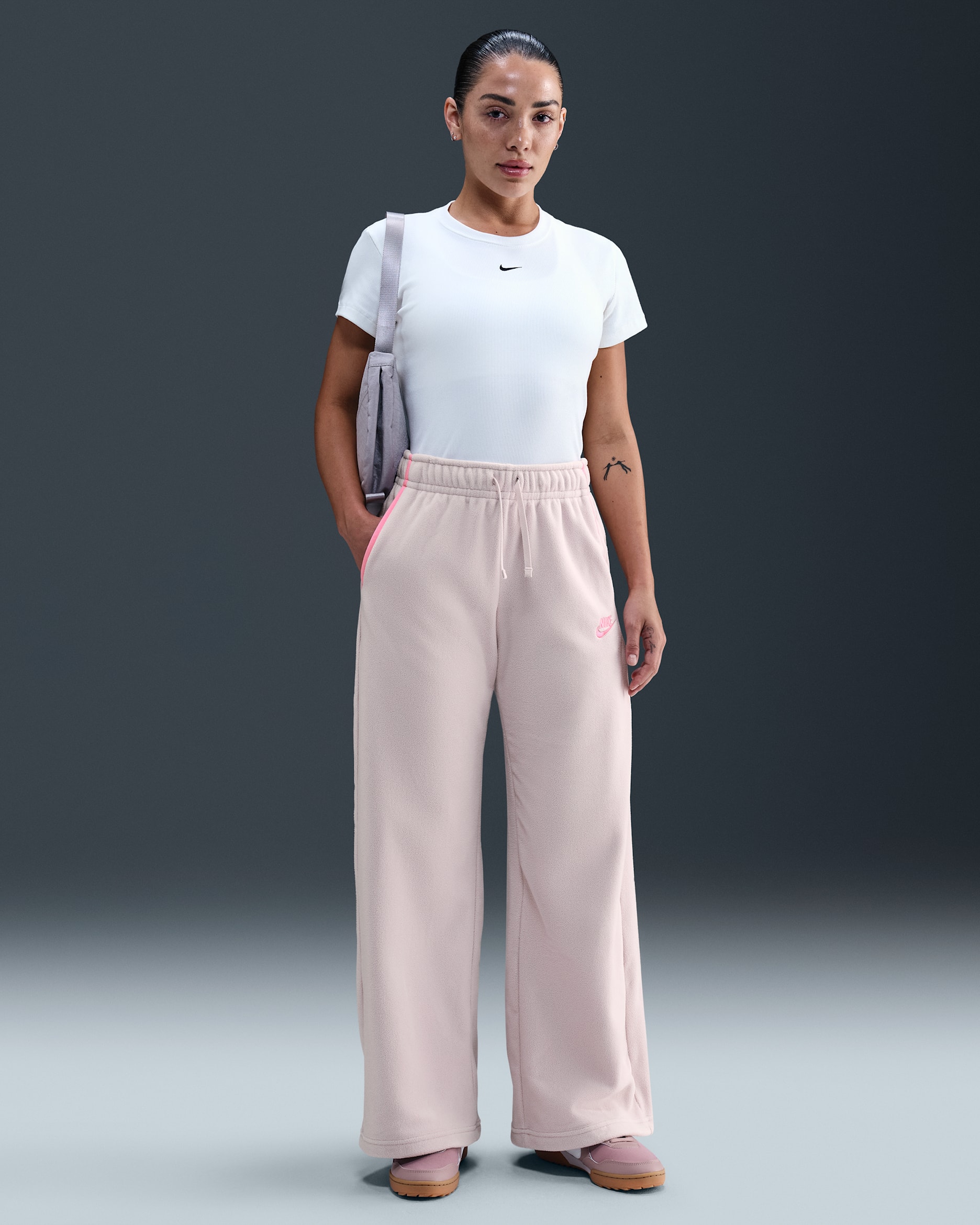 (取寄) ナイキ レディース スポーツウェア クラブ フリース コージー ミッドライズ ワイド パンツ Nike women Sportswear Club Fleece Cozy Mid-Rise Wide Pants Black/College Grey Nike Sportswear Club Fleece Women's Mid-Rise Wide-Leg Cozy Pants